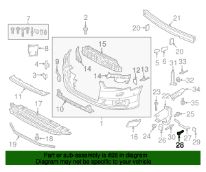 2010-2020 Audi Bumper Cover Support Rail Bolt N-107-002-01 | OEM Parts ...