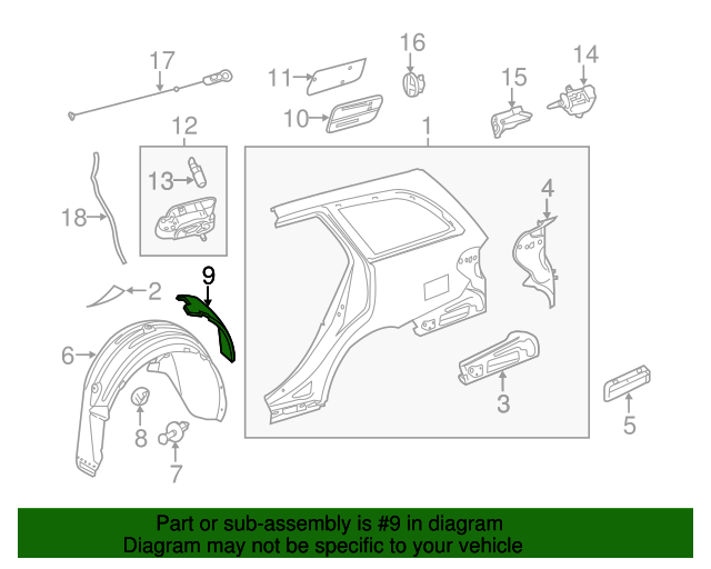 212-682-04-41 - Wheelhouse Liner Insulation 2011-2016 Mercedes-Benz ...