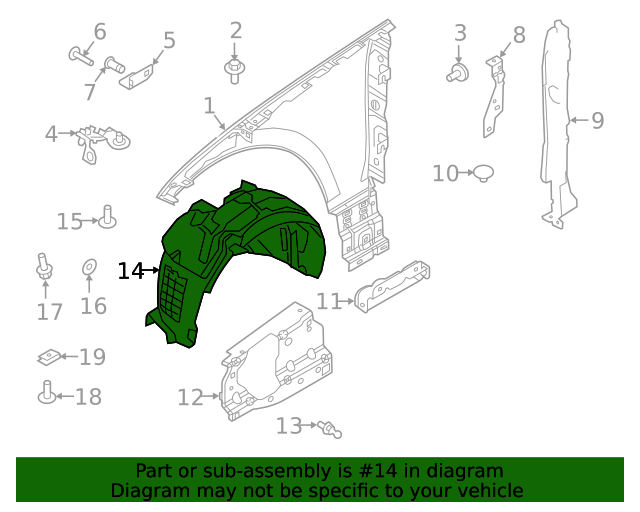 LR142090 - Fender Liner - 2018-2020 Land Rover Range Rover Velar | Land ...