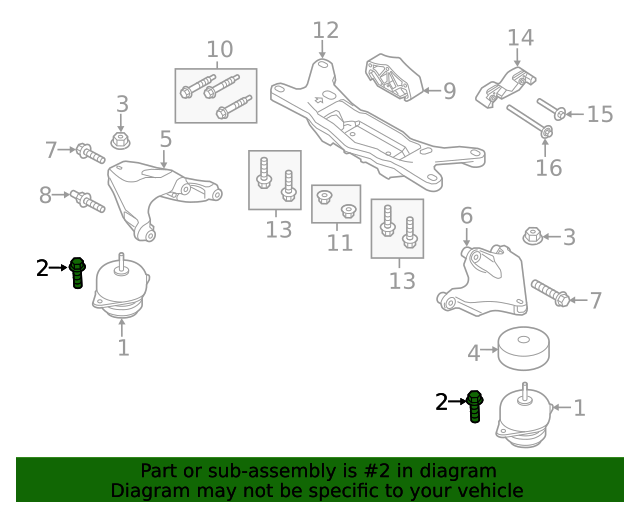 2015-2024 Ford Mustang Motor Mount Bolt -W713078-S439 | TascaParts.com
