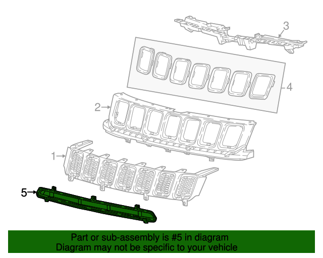 2017-2019 Jeep Compass Center Grille 5UT11RXFAC | TascaParts.com