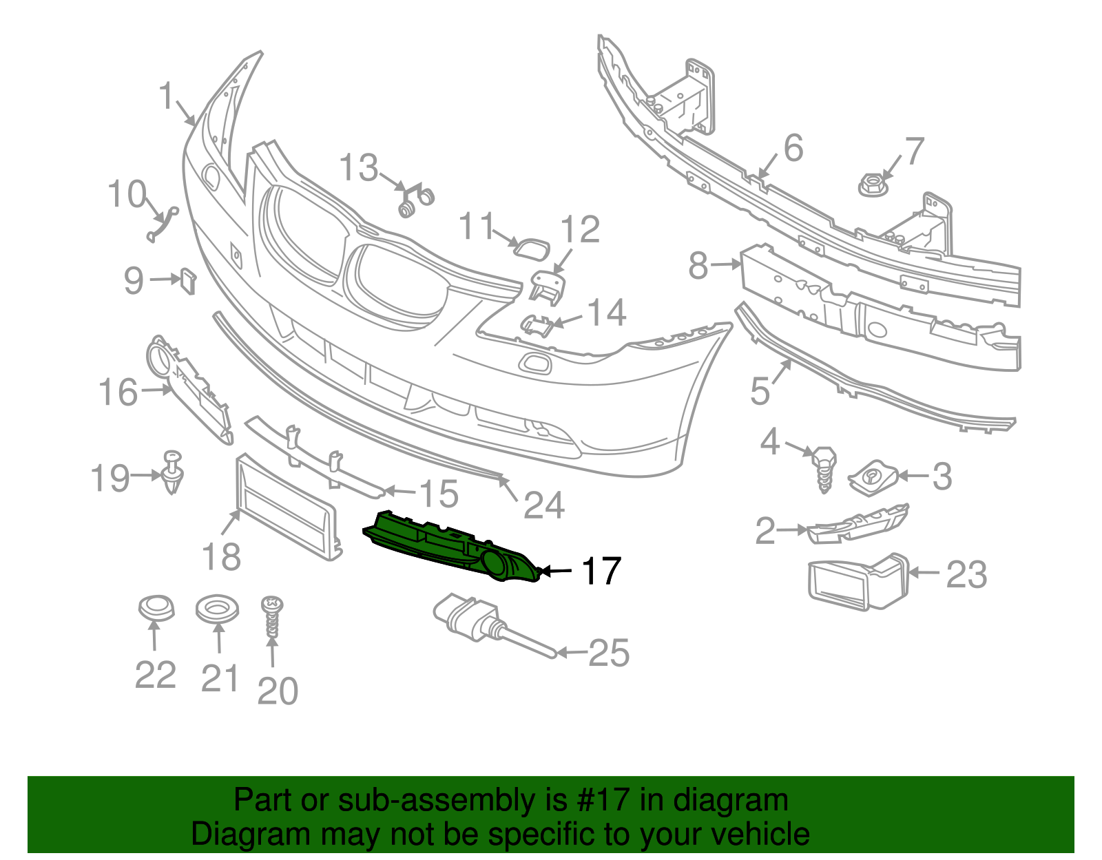 51117049243 - 2004-2007 BMW Lower Bumper Grille, left (51-11-7-049-243 ...