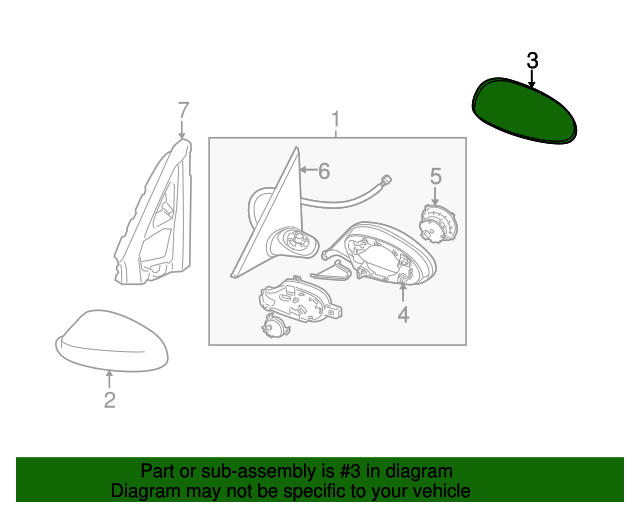 51-16-7-252-896 - Mirror Glass - 2010-2013 BMW | BMWPartsHub