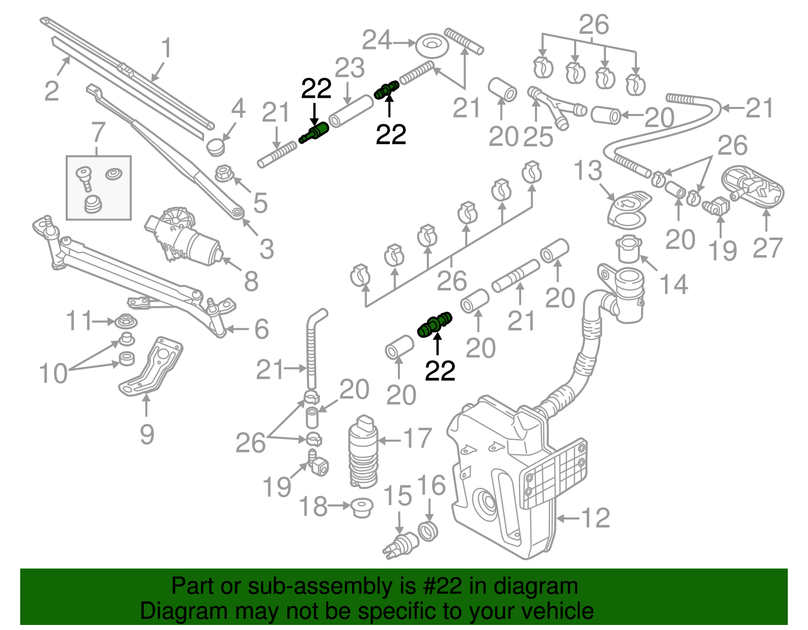 2011-2019 Volkswagen Windshield Washer Nozzle 1J0-955-875-K | VW Direct ...