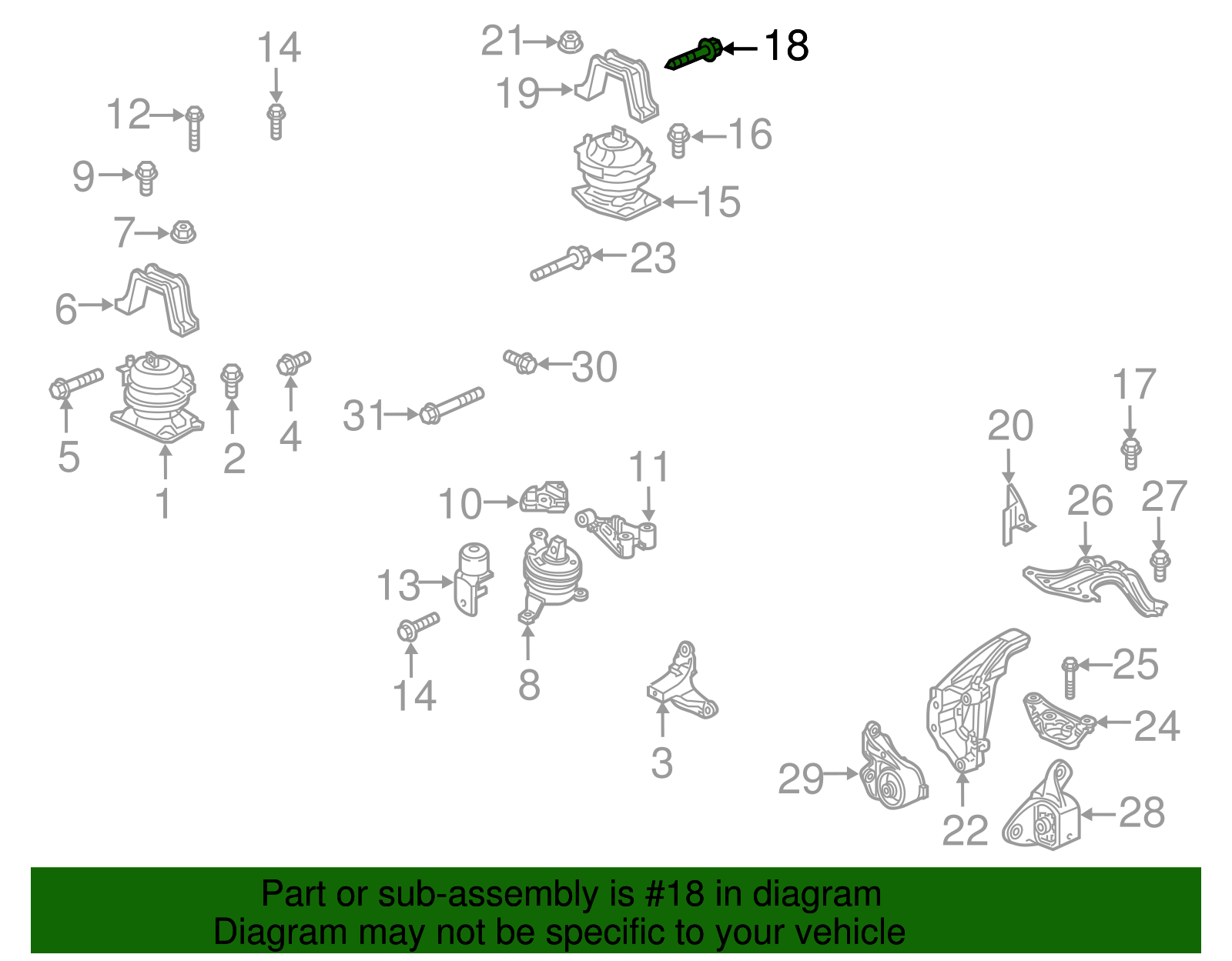 90163-SDA-A01 - Rear Mount Bracket Bolt | Honda Car Parts Direct