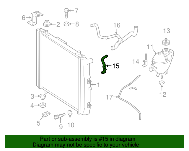 463-500-58-75 - Radiator Coolant Hose 2016-2018 Mercedes-Benz ...