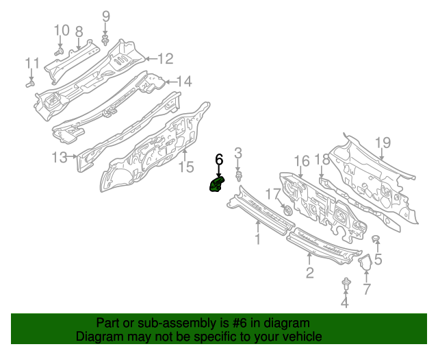 0K2NA-50778 - Cowl Grille Pad 2002-2004 Kia Spectra | Kia.Parts Store