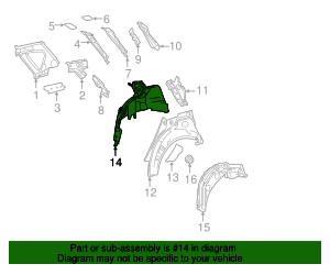 2016-2018 Toyota Inner Wheelhouse 61608-12C40 | Toyota Parts Center