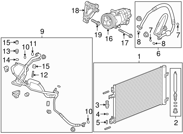 2011-2015 Chevrolet Cruze Air Conditioning Compressor and Condenser ...