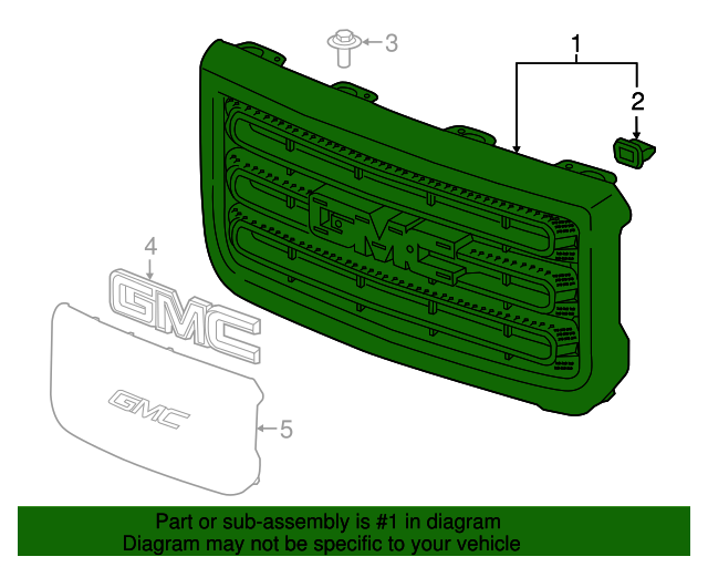 23335302 - Black Front Grille with Clips, Nuts, and Bolts 2015-2019 GM ...