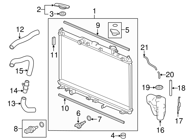 2015-2020 Acura TLX Bracket, R Radiator Mounting (Upper) 74171-TZ3-A00 ...