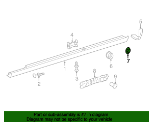 000-998-54-05 - Rocker Molding Grommet 2007-2014 Mercedes-Benz ...