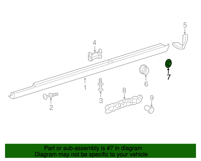000-998-54-05 - Rocker Molding Grommet 2007-2014 Mercedes-Benz ...