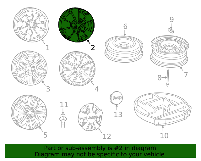 2019-2020 Jeep Cherokee Wheel, Alloy 5XT12DD5AA | TascaParts.com