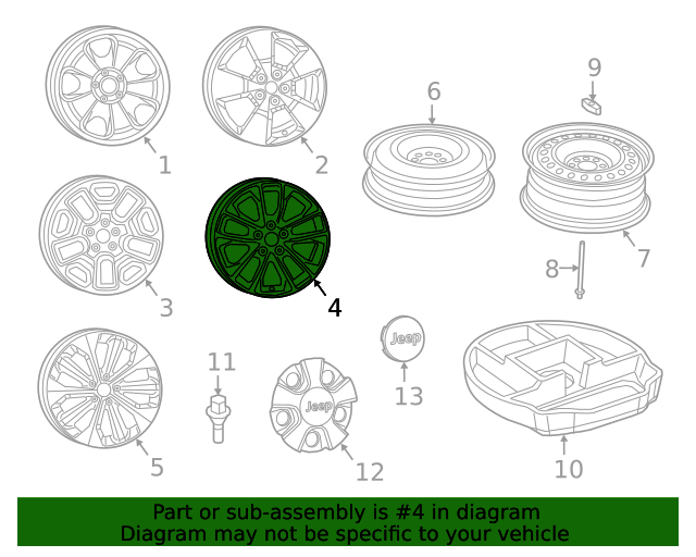 2019 Jeep Cherokee Wheel 5XT121STAA | TascaParts.com