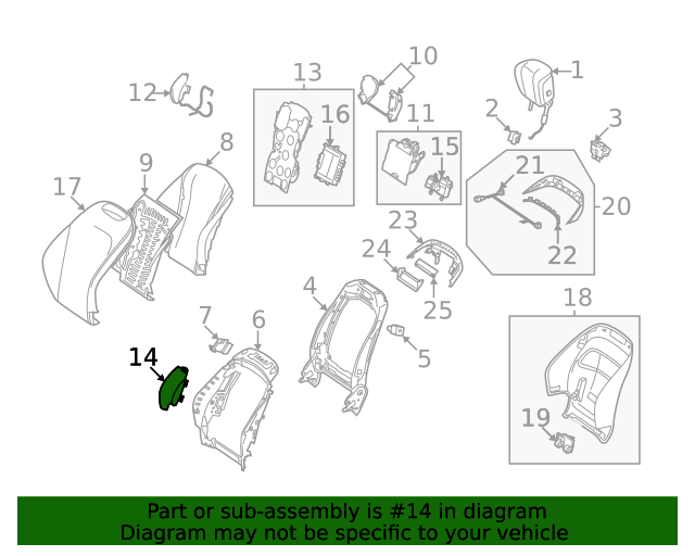 223-910-46-01 - Lumbar Support Outer Support 2021-2024 Mercedes-Benz ...