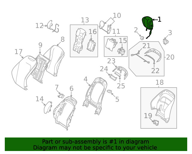 Mercedes-Benz OEM Headrest Part# 223-970-46-07-8V97 | OEM Vehicle Parts