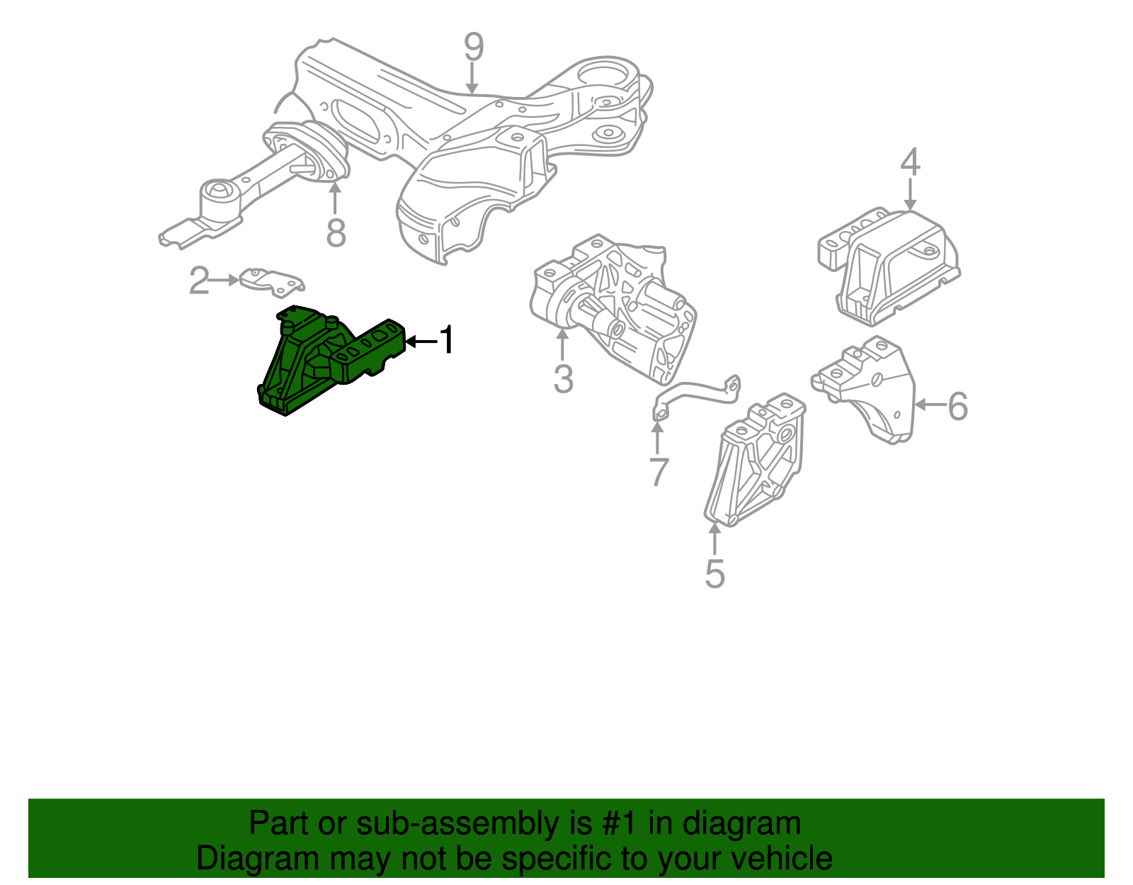 1998-2006 Volkswagen Mount 1J0-199-262-BF | vwpartscenter
