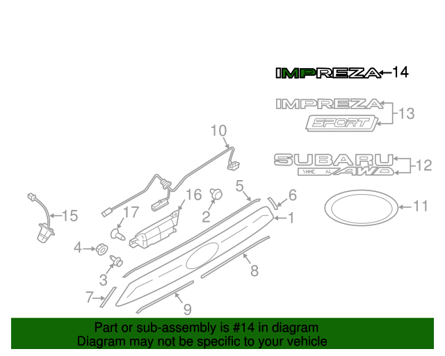 2017-2019 Subaru Impreza OEM NEW 2017-2019 Subaru Impreza Letter Mark ...
