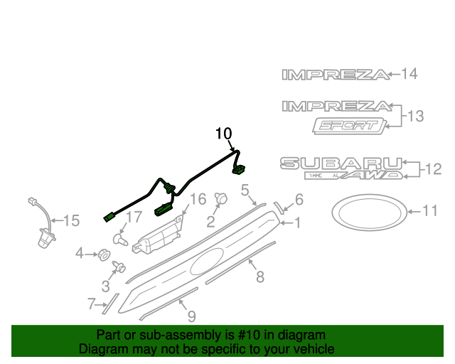 2017-2021 Subaru Lift Gate Switch 63270FL000 | Subaru Parts Store