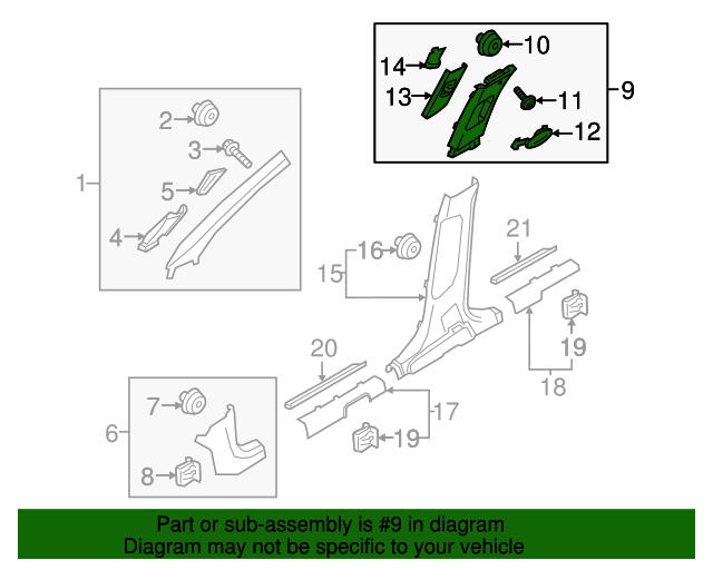 2016-2020 Kia Sorento Upper Center Pillar Trim 85830-C6000BGA | Kia ...