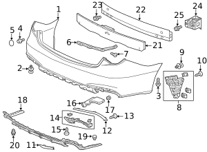 2018-2020 Acura RLX Face Assembly, Rear Bumper (DOT) 04715-TY2-A61ZZ ...