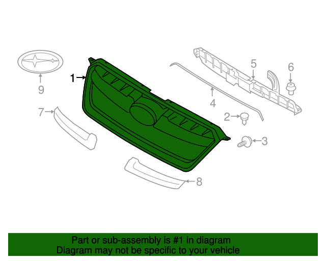 2012-2014 Subaru Impreza Grille Assembly 91122FJ010 | Subaru Parts Store