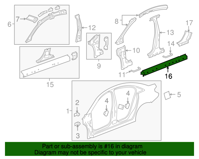 2011-2016 Chevrolet Passenger Side Rocker Outer Panel Reinforcement ...