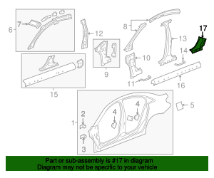 2011-2016 Chevrolet Lock Pillar Reinforced - Driver's Side (LH ...