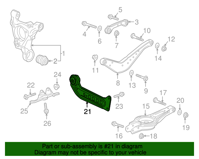 2016-2021 GM Trailing Arm - Driver's Side (LH) 23328163 | TascaParts.com