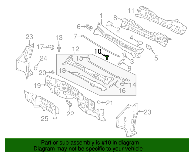 1998-2024 Nissan Cowl Top Panel Bolt 08146-6122G | Nissan Parts Plus