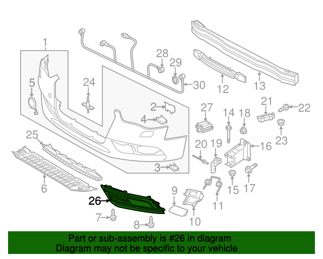 2013-2016 Audi Lower Grille 8K0-807-681-L-01C | Audi USA Parts