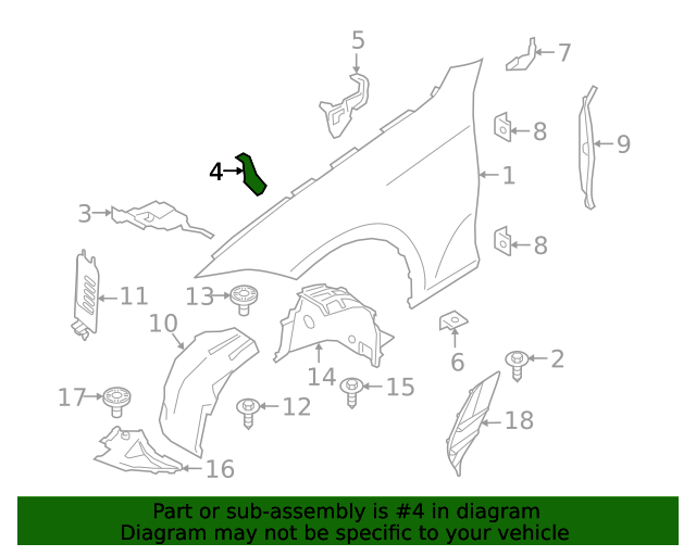 Genuine BMW 41-00-9-466-089 | Fender Upper Bracket | FREE Shipping on ...