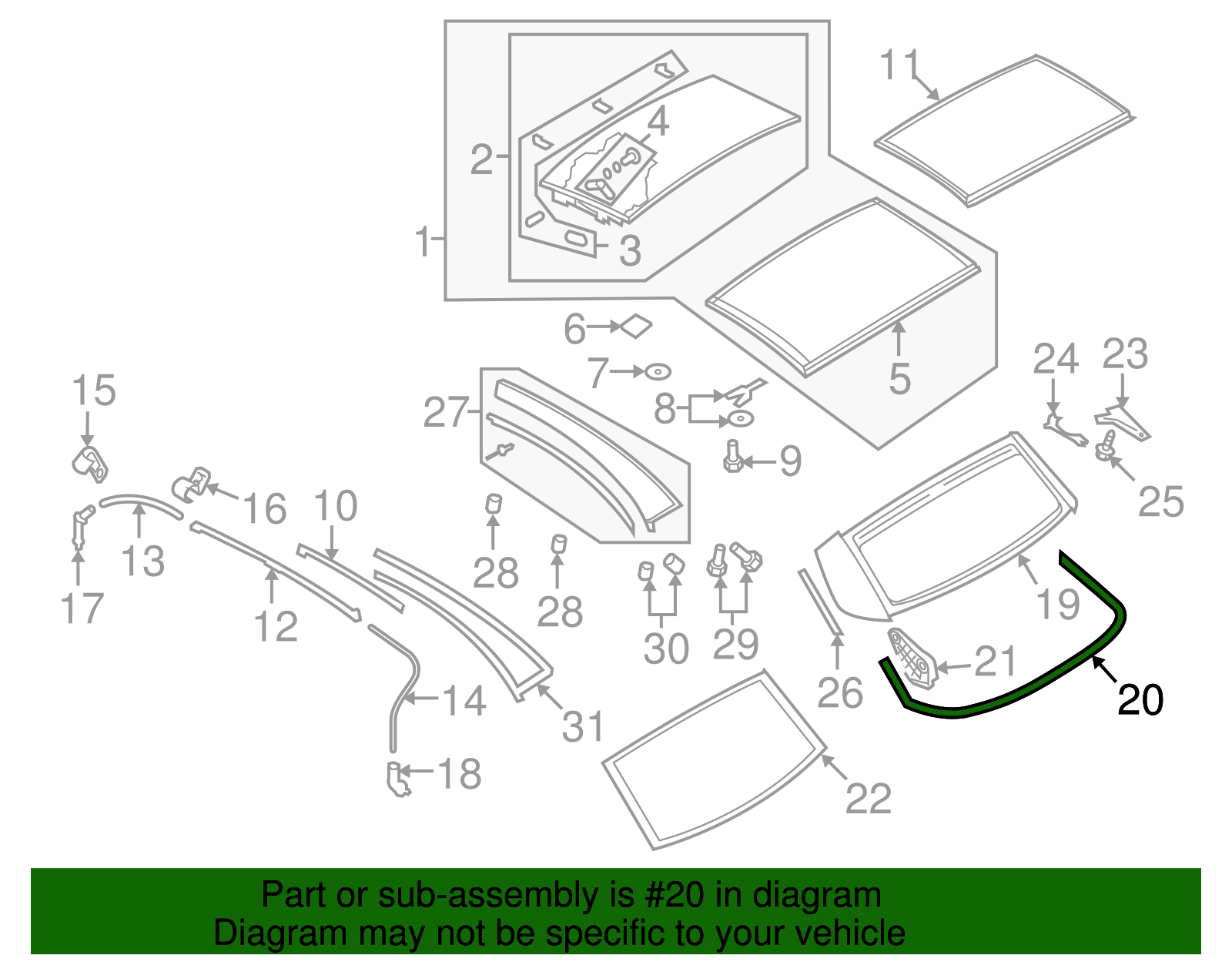 2008-2016 Volkswagen Eos Window Frame Gasket 1Q0-871-455-F | Retail ...