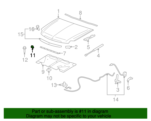 2007-2014 GM Hood Side Bumper 15250133 | TascaParts.com