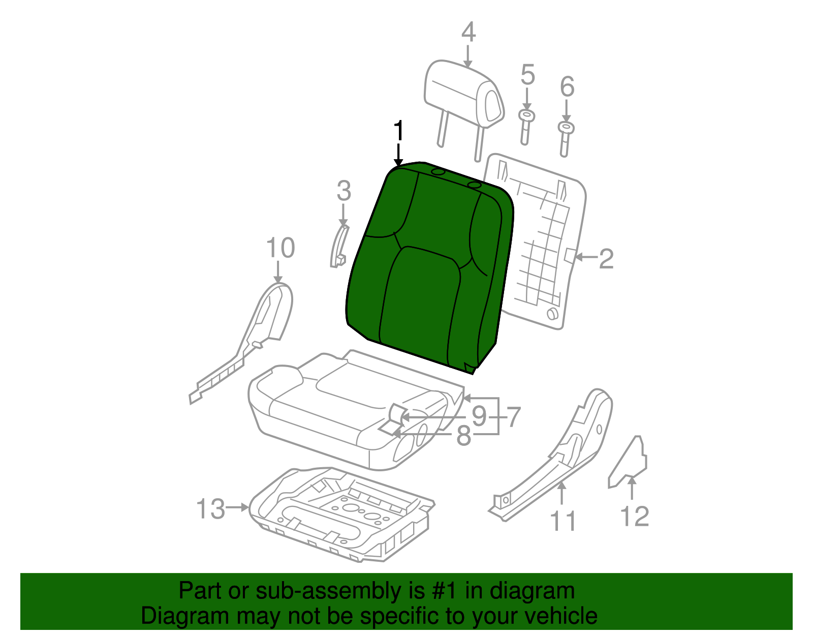 87650-ZS10A - 2008-2012 Nissan Pathfinder - Seat Back Assembly | Anicra ...