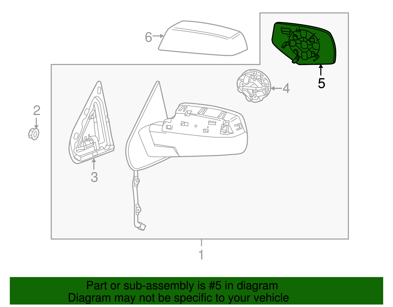 2014-2019 GM Mirror Glass (Replaces Part Number 22753637) 84499222 GM ...