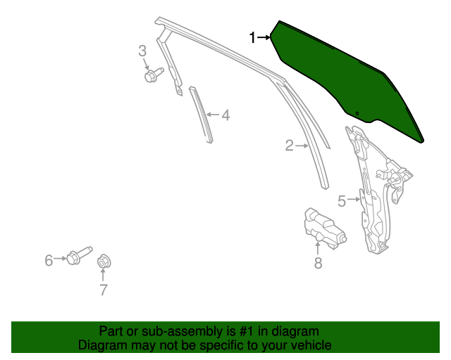 2013-2020 Ford Door Glass - Passenger Side (RH) DS7Z-5425712-A ...