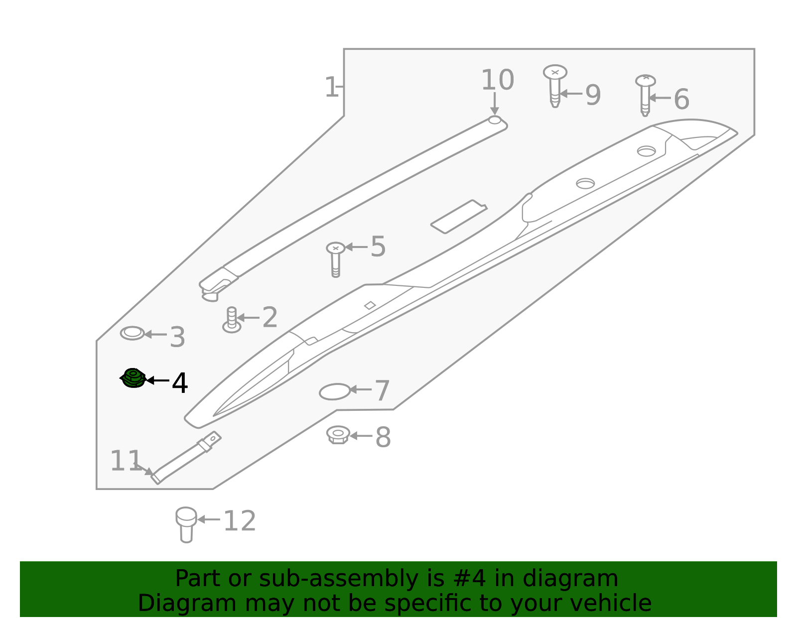 2015-2025 Subaru Outback Roof Rail Bumper 91175AJ00A | Subaru Parts Store