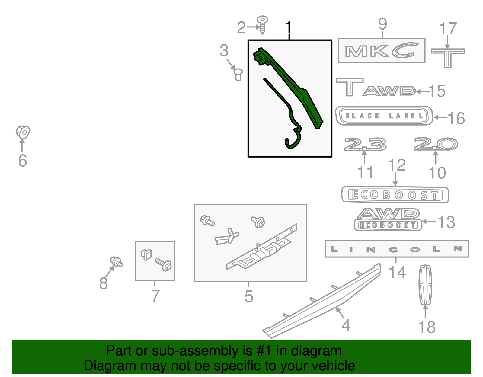 OEM Ford Strap For 2015-2019 Lincoln MKC - Part No. GJ7Z-78406A77-B ...