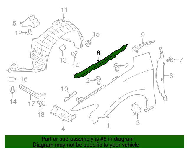 2016-2020 Nissan Maxima Upper Seal - Driver's Side (LH) 63821-4RA0A ...