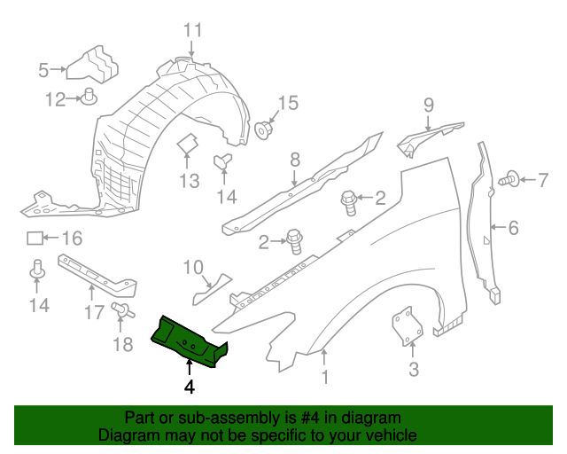 2013-2023 Nissan Fender Stay F3180-3TAMA | Nissan Parts Plus