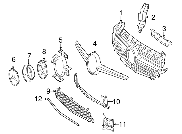 2014-2019 Mercedes-Benz Lower Grille Side Bracket 117-885-02-23 | MB ...