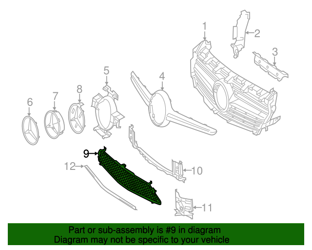 2014-2019 Mercedes-Benz Lower Grille 117-885-21-22 | Mercedes-Benz ...