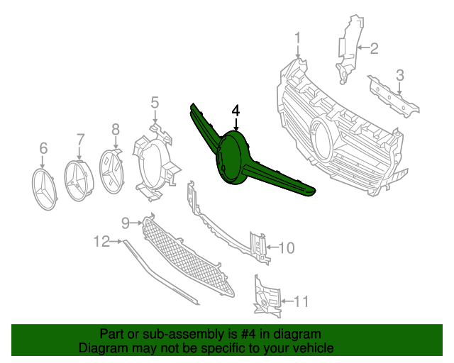 117-888-06-60 - Grille Molding 2014-2016 Mercedes-Benz ...