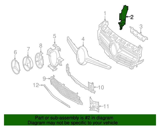 117-888-00-38 - Radiator Support Baffle 2014-2016 Mercedes-Benz ...