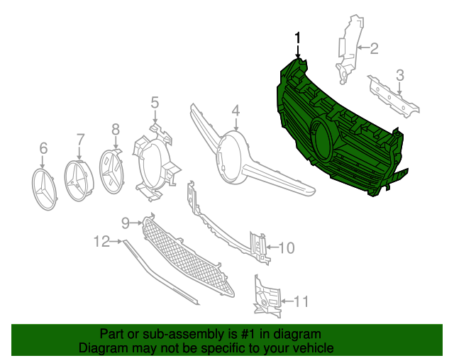 2014-2016 Mercedes-Benz CLA 250 Grille Assembly 117-880-13-03 | MB OEM ...