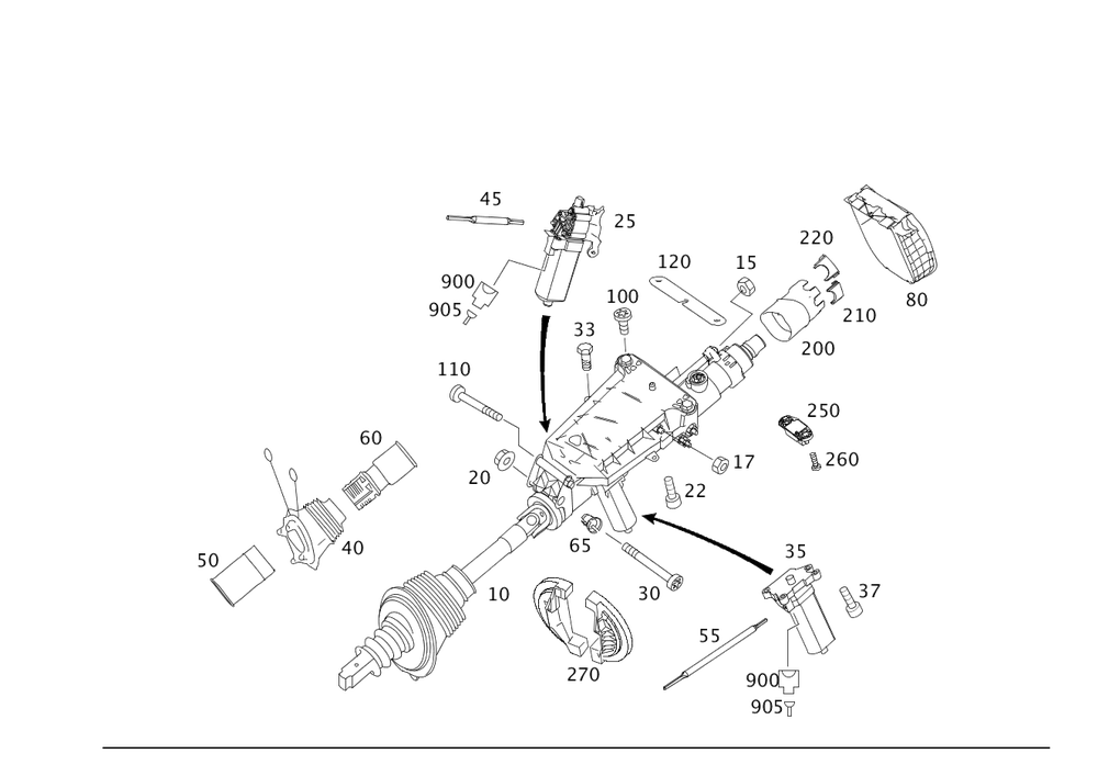 2009-2010 Mercedes-Benz CL550 Steering Column Tube 221-460-24-16 ...