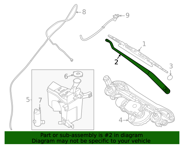28886-5EE0A - Wiper Arm 2020-2024 Nissan Versa | Nissan Parts ...