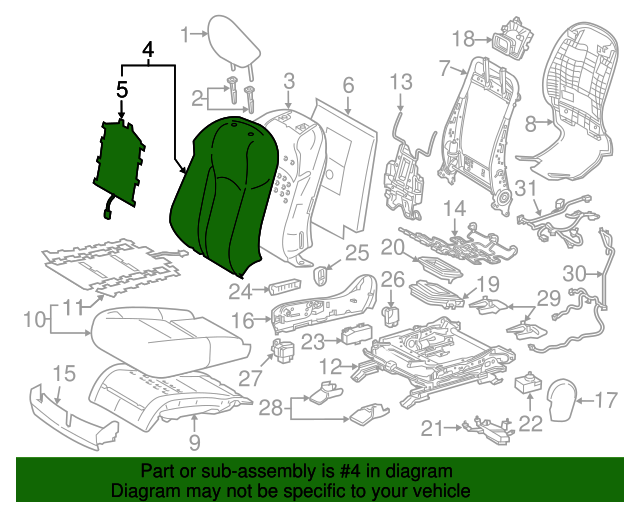 2016-2019 Lexus Seat Back Cushion Cover 71073-0E420-E2 ...
